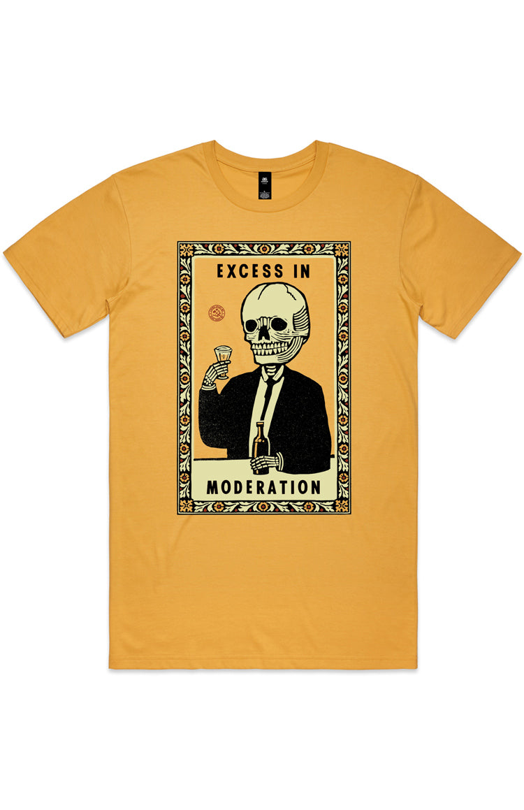 Excess in Moderation Tee - Mustard – Ravi Zupa Arts